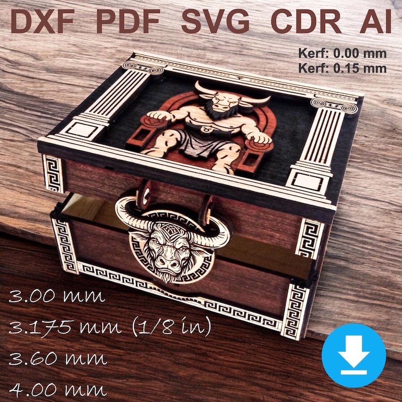 MINOTAUR DECORATIVE BOX – Greek Myth Wooden Design, Digital Laser Cut ...