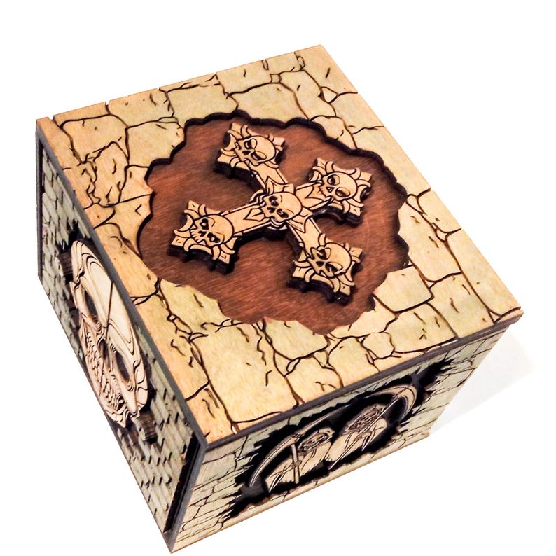 Gothic Macabre Skull Cross Locking Box - Digital Laser Cut - Etsy