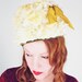 60s Frothy Cream Flower Pot Tall Crown Hat With Gold Bow by - Etsy