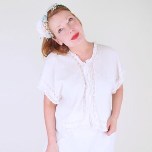 Edwardian White Cotton Dimity Bed Jacket Combing Jacket With Lace Trim ...