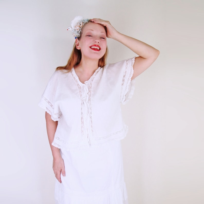 Edwardian White Cotton Dimity Bed Jacket Combing Jacket With | Etsy