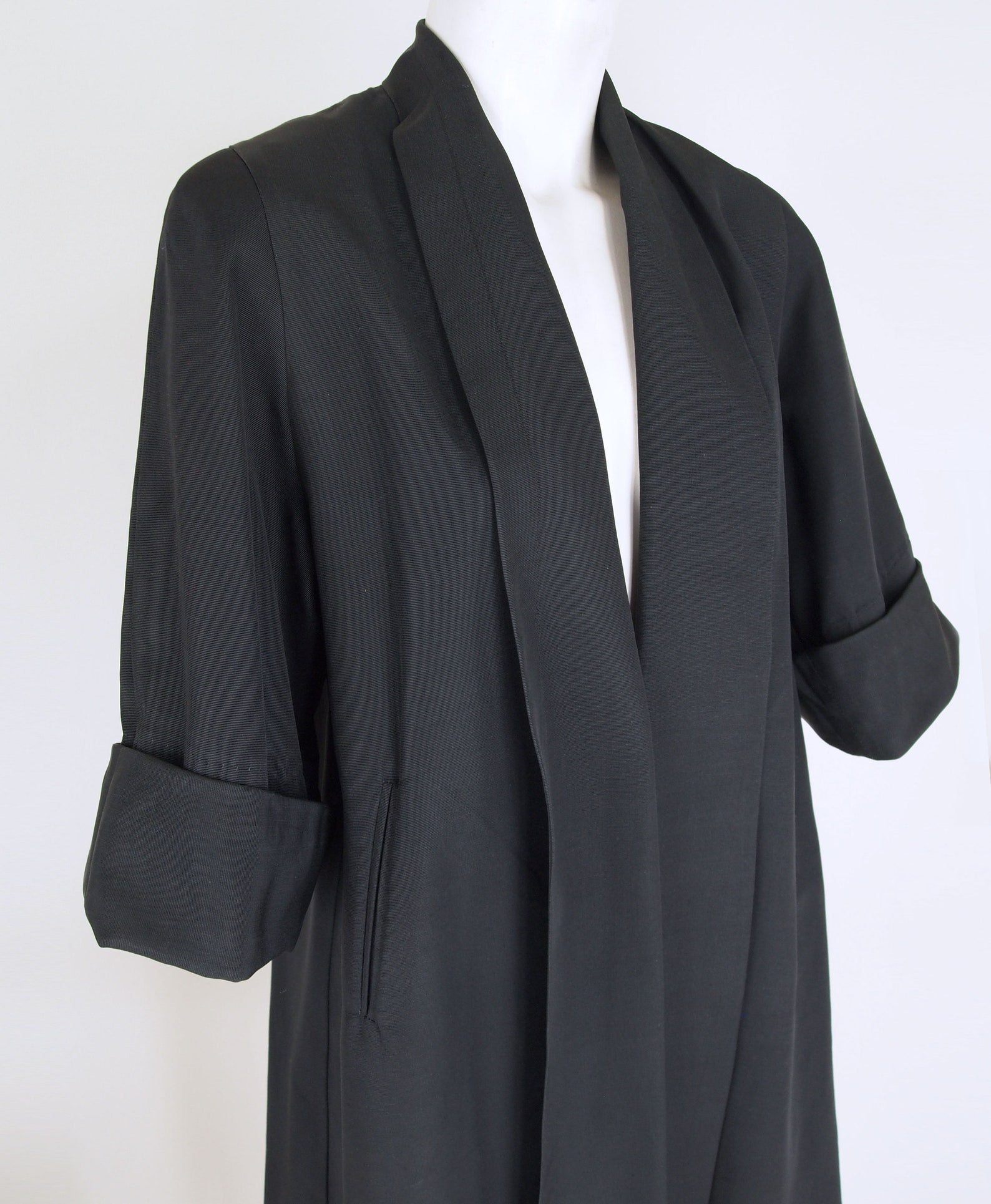 50s Black Faille Dress With Rhinestones Flaring Clutch Coat - Etsy