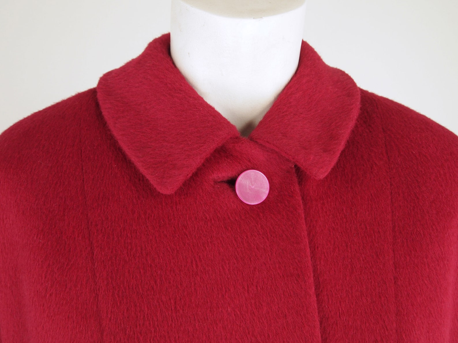 50s Cherry Red Wool Winter Weight Coat M | Etsy