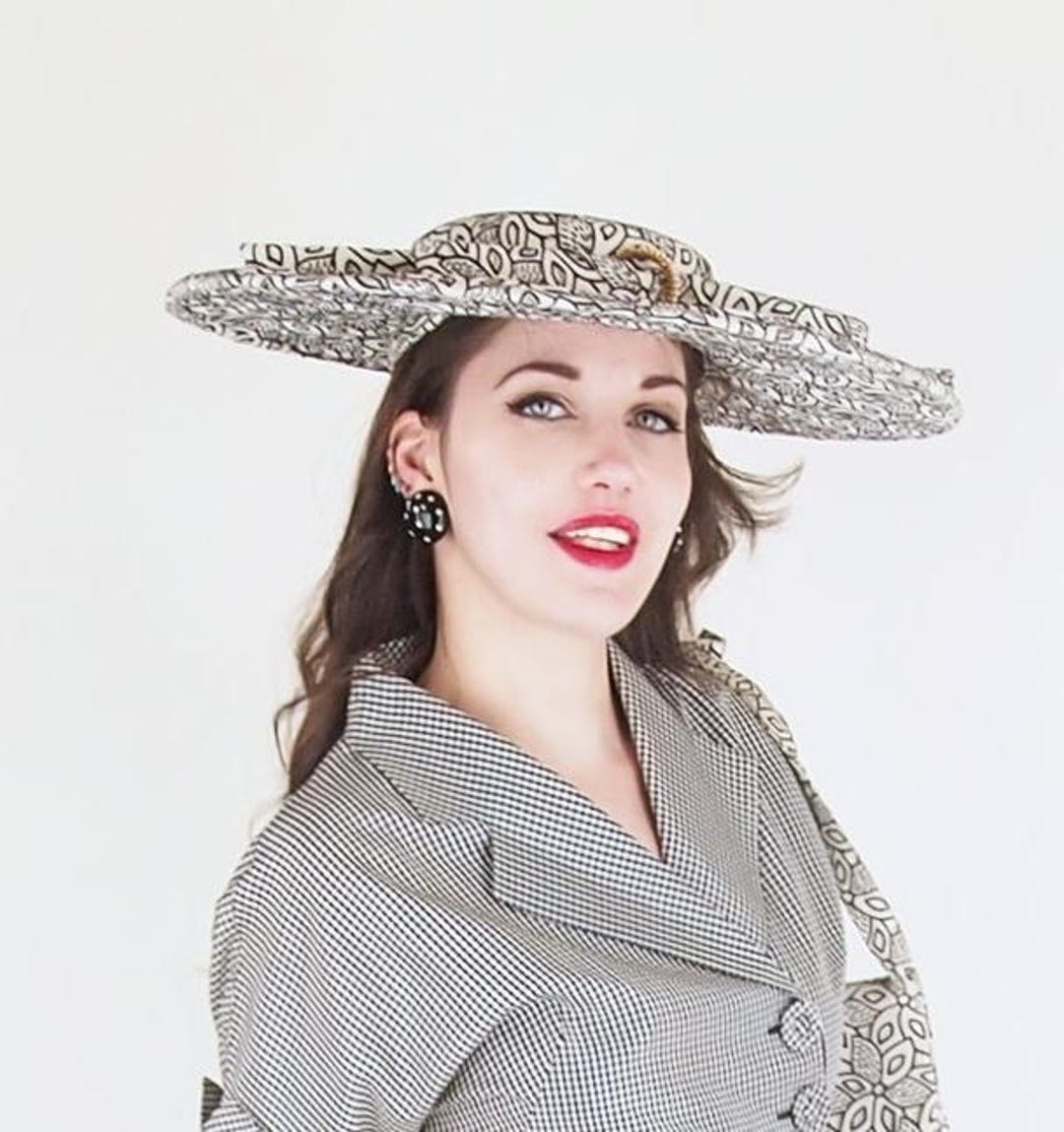 1950s Wide-brim Hat & Matching Handbag + Hat Box — “original by Sherman ...