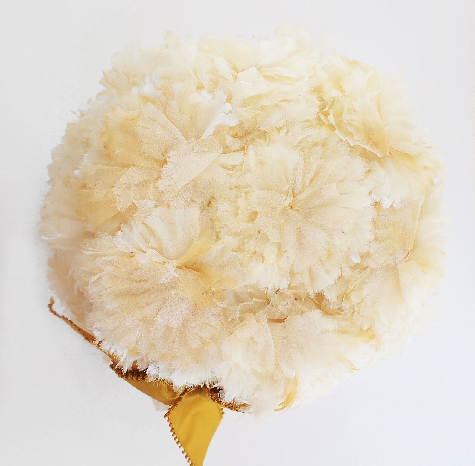 60s Frothy Cream Flower Pot Tall Crown Hat With Gold Bow by - Etsy