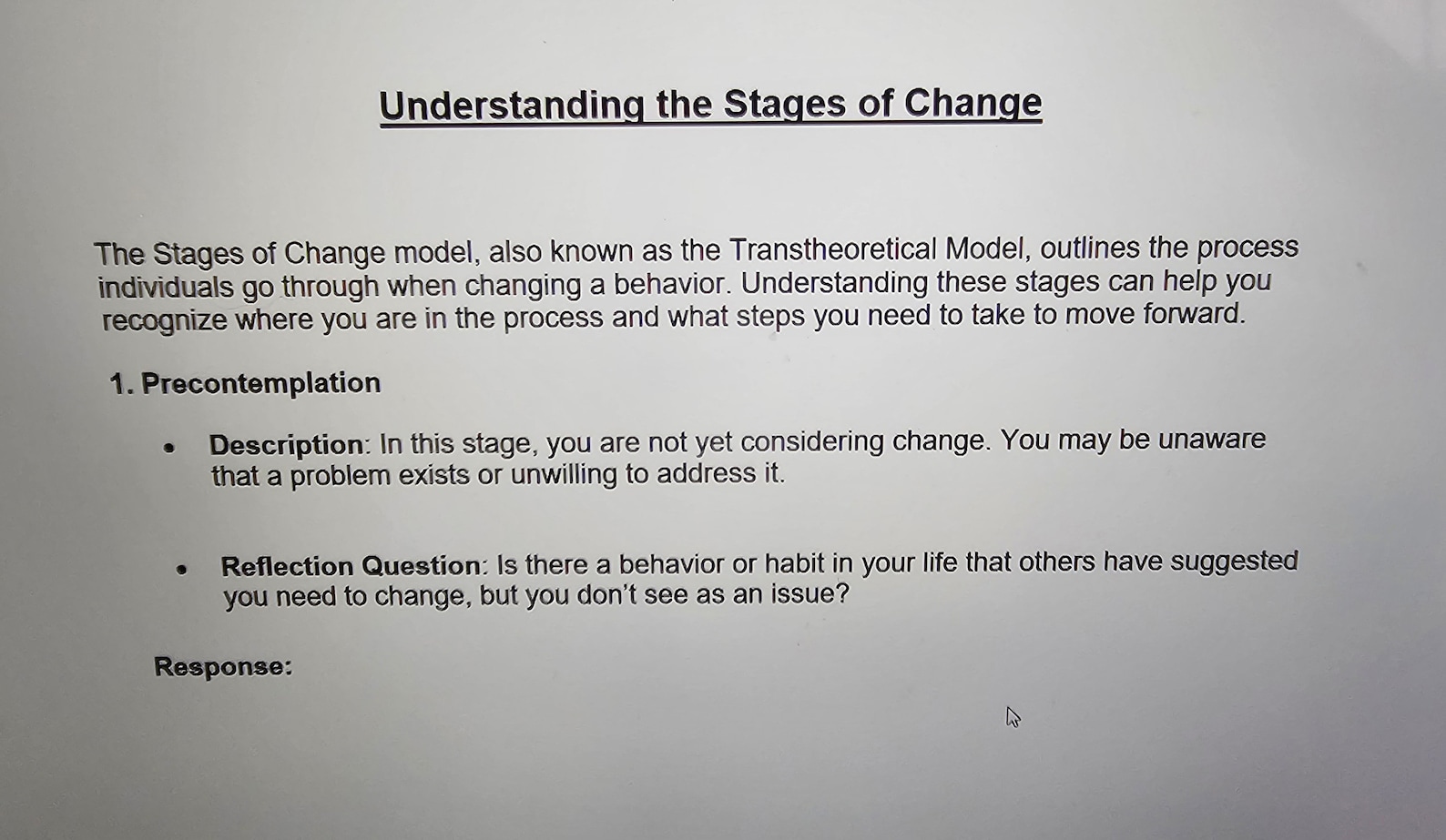 Understanding the Stage of Change Worksheet - Etsy Canada