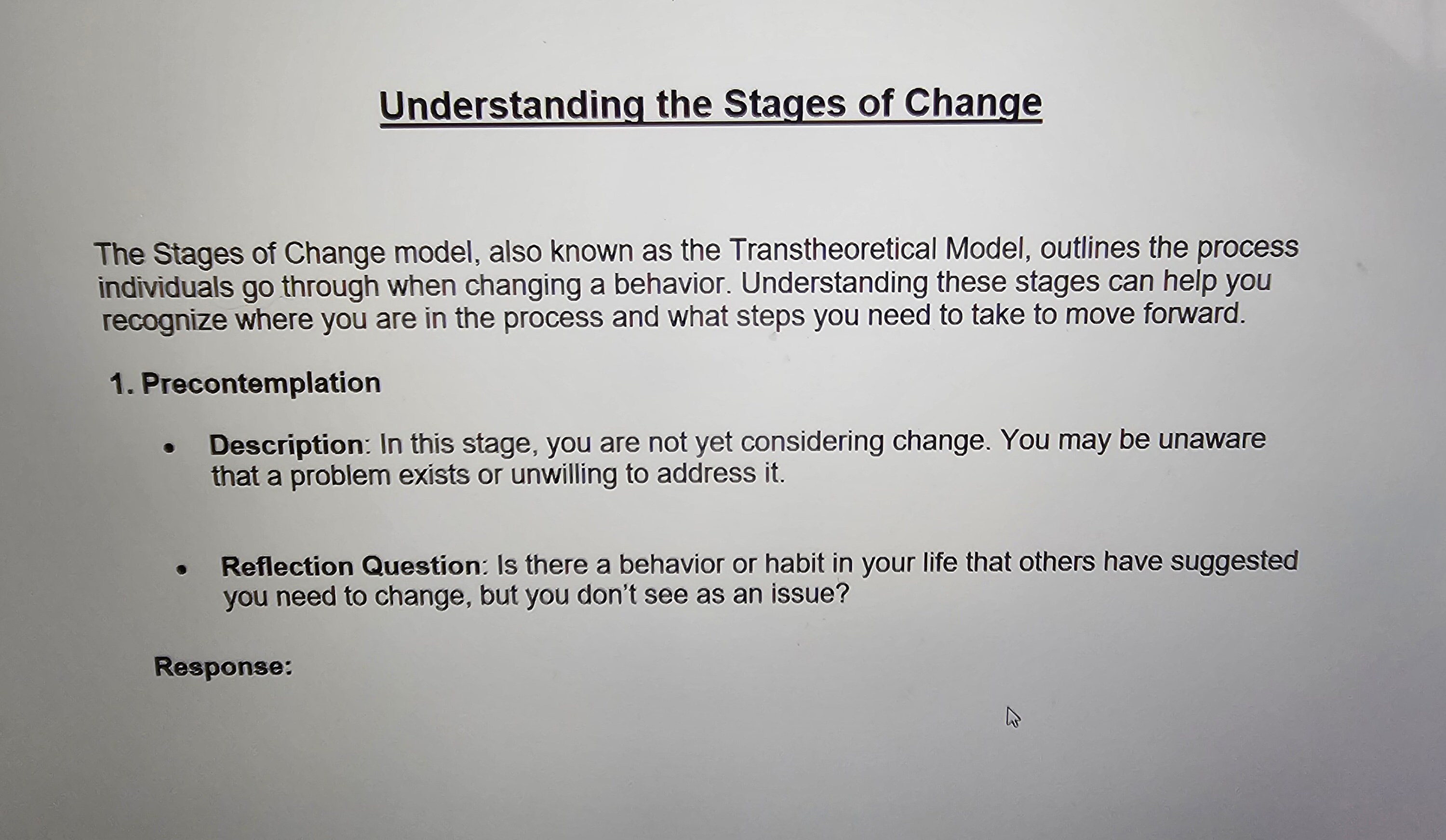 Understanding the Stage of Change Worksheet - Etsy Canada