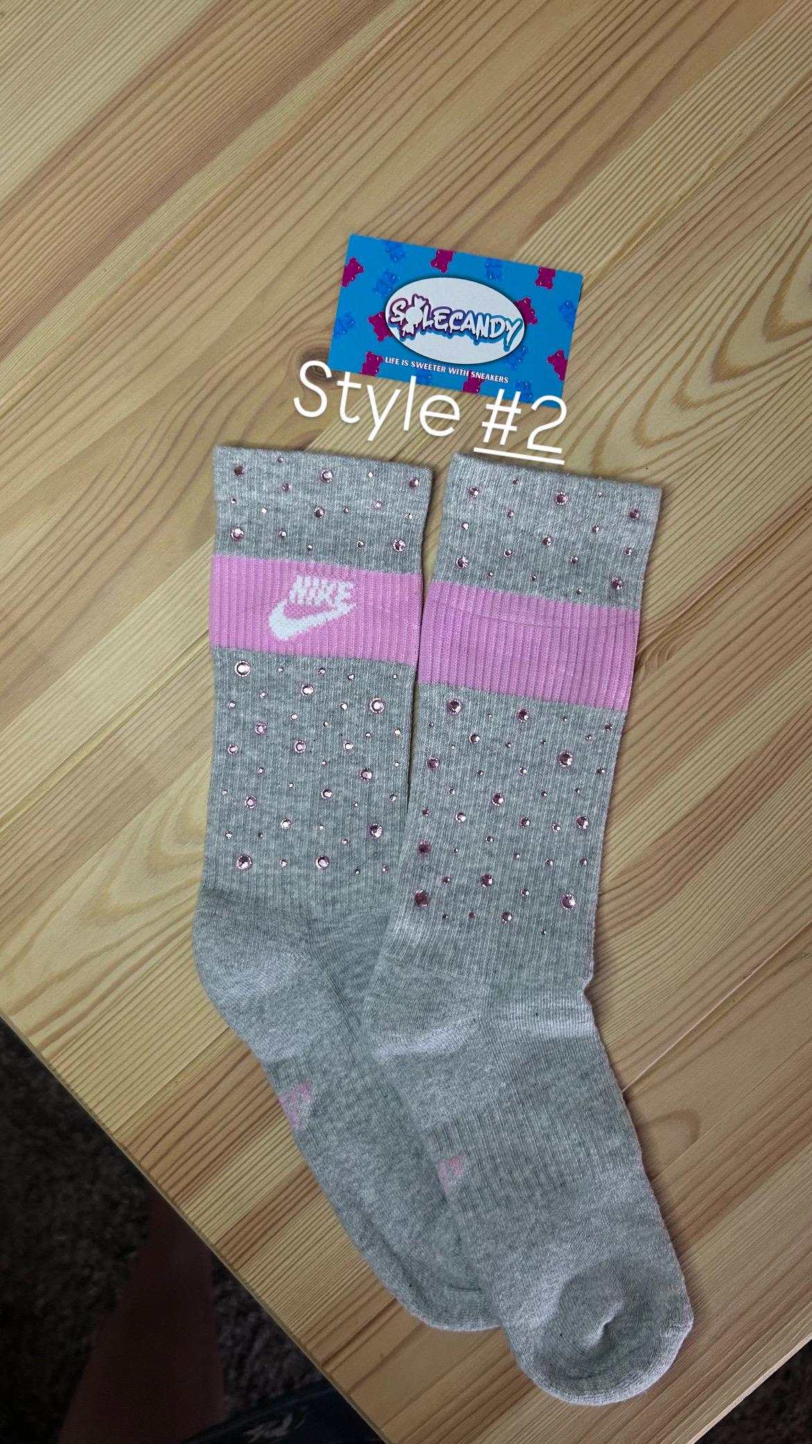Crystal Embellished Pink Nike Crew Socks | Bling Nike Socks | Sparkly ...
