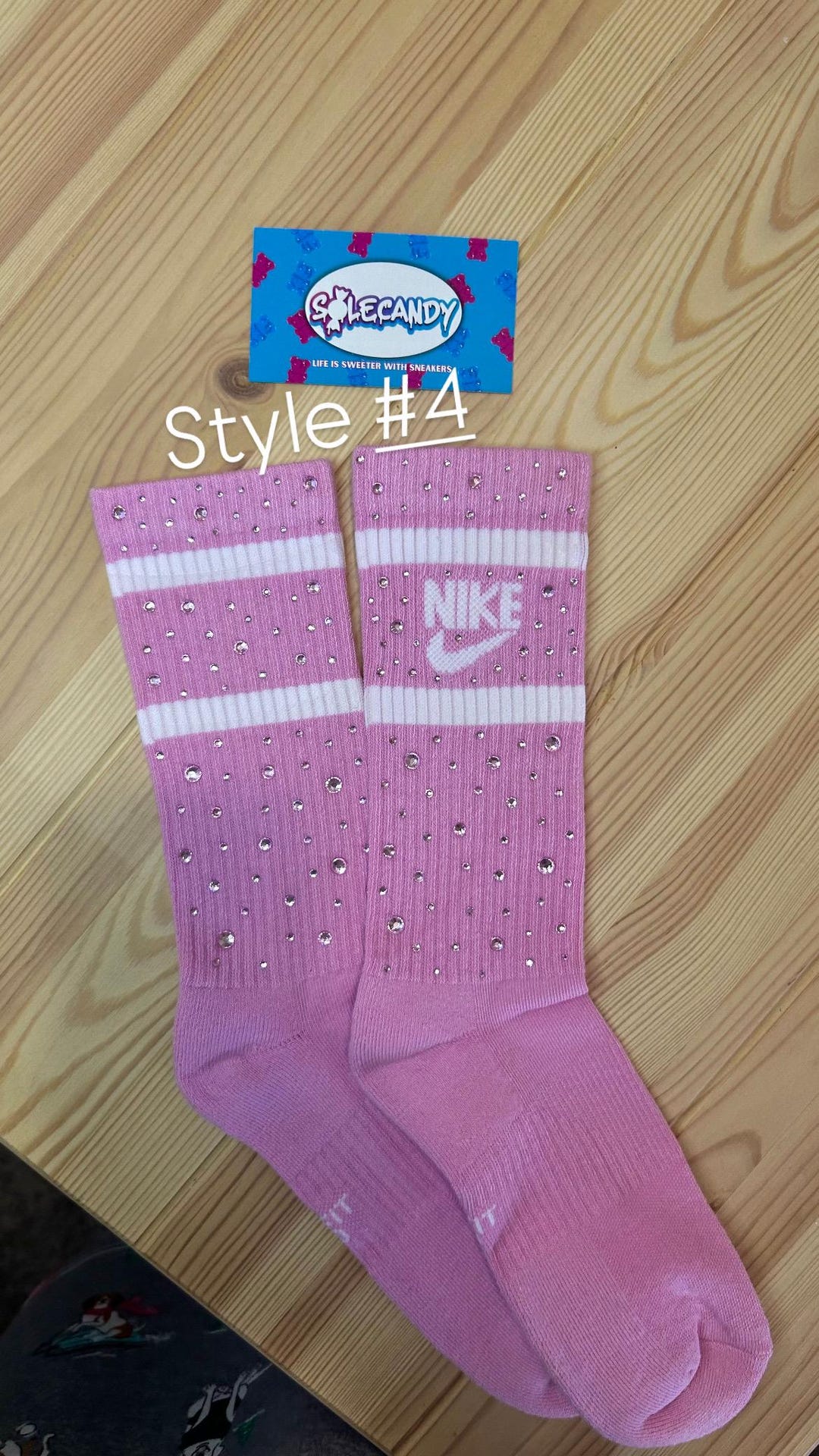 Crystal Embellished Pink Nike Crew Socks | Bling Nike Socks | Sparkly ...
