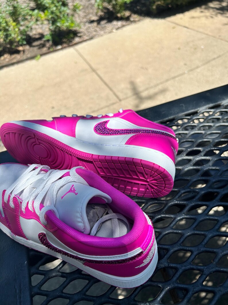 Custom Bling Air Jordan 1 Low ‘laser Fuchsia’ | Crystal Embellished ...