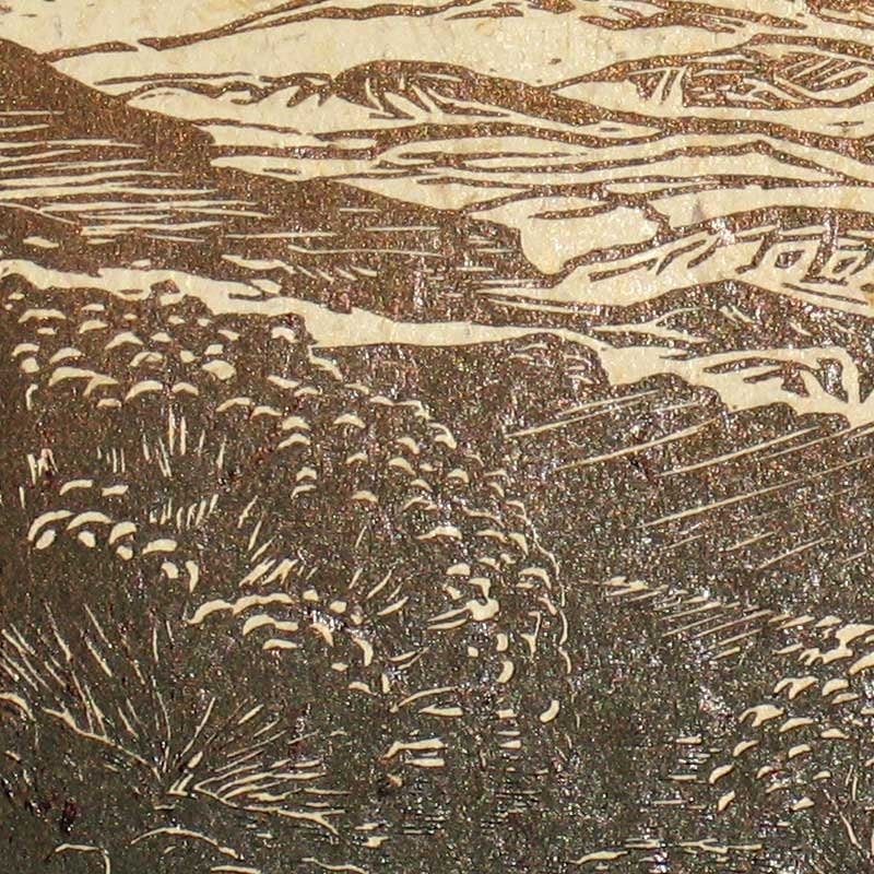 Original Art Wood Engraving Print Landscape Southwest Desert Rural Road ...