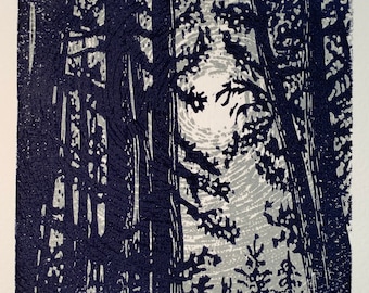 Moon Woodcut | Etsy