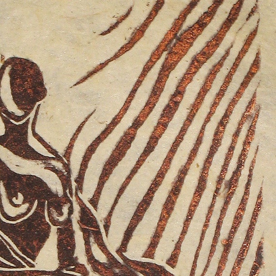 Prints Art & Collectibles FRAMED Original Woodcut Classic Female Pose ...