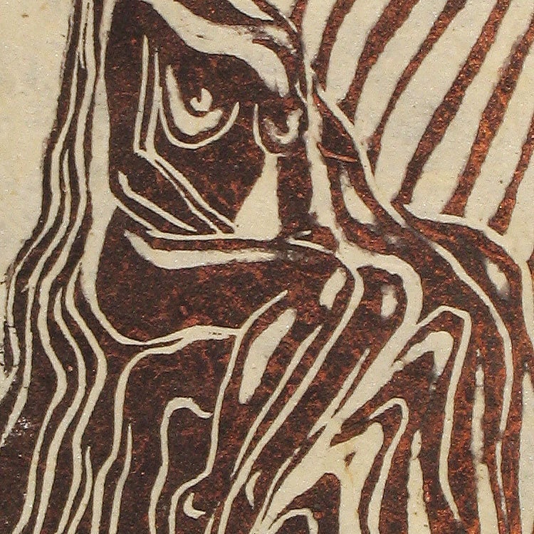 Prints Art & Collectibles FRAMED Original Woodcut Classic Female Pose ...