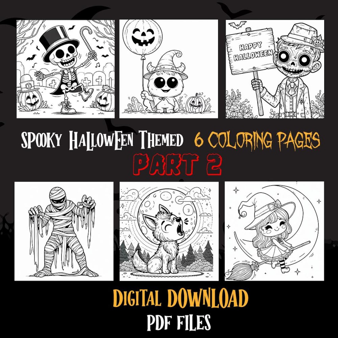 Spooky Halloween Coloring Pages for Kids: Witches, Ghosts, Pumpkins ...