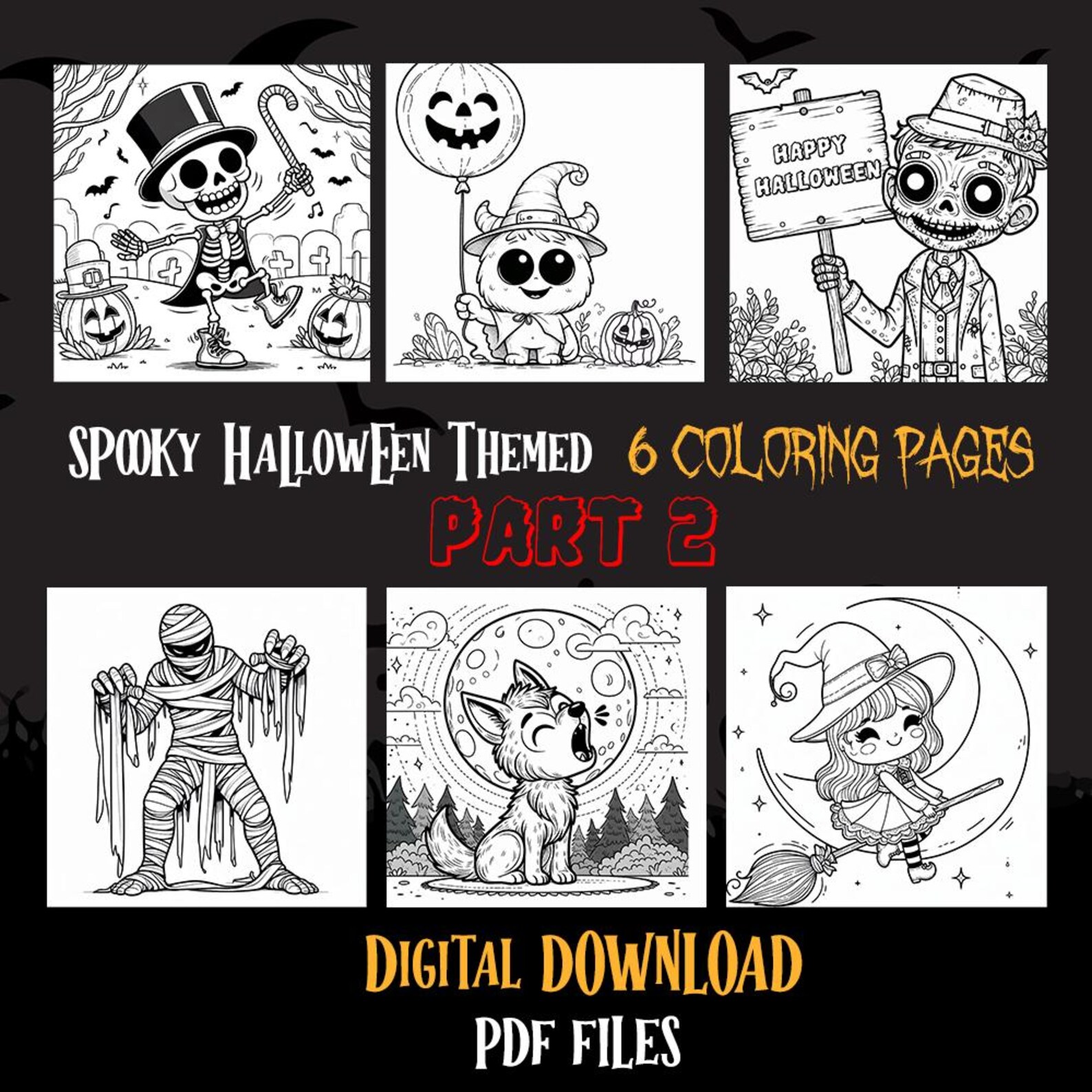 Spooky Halloween Coloring Pages for Kids: Witches, Ghosts, Pumpkins ...