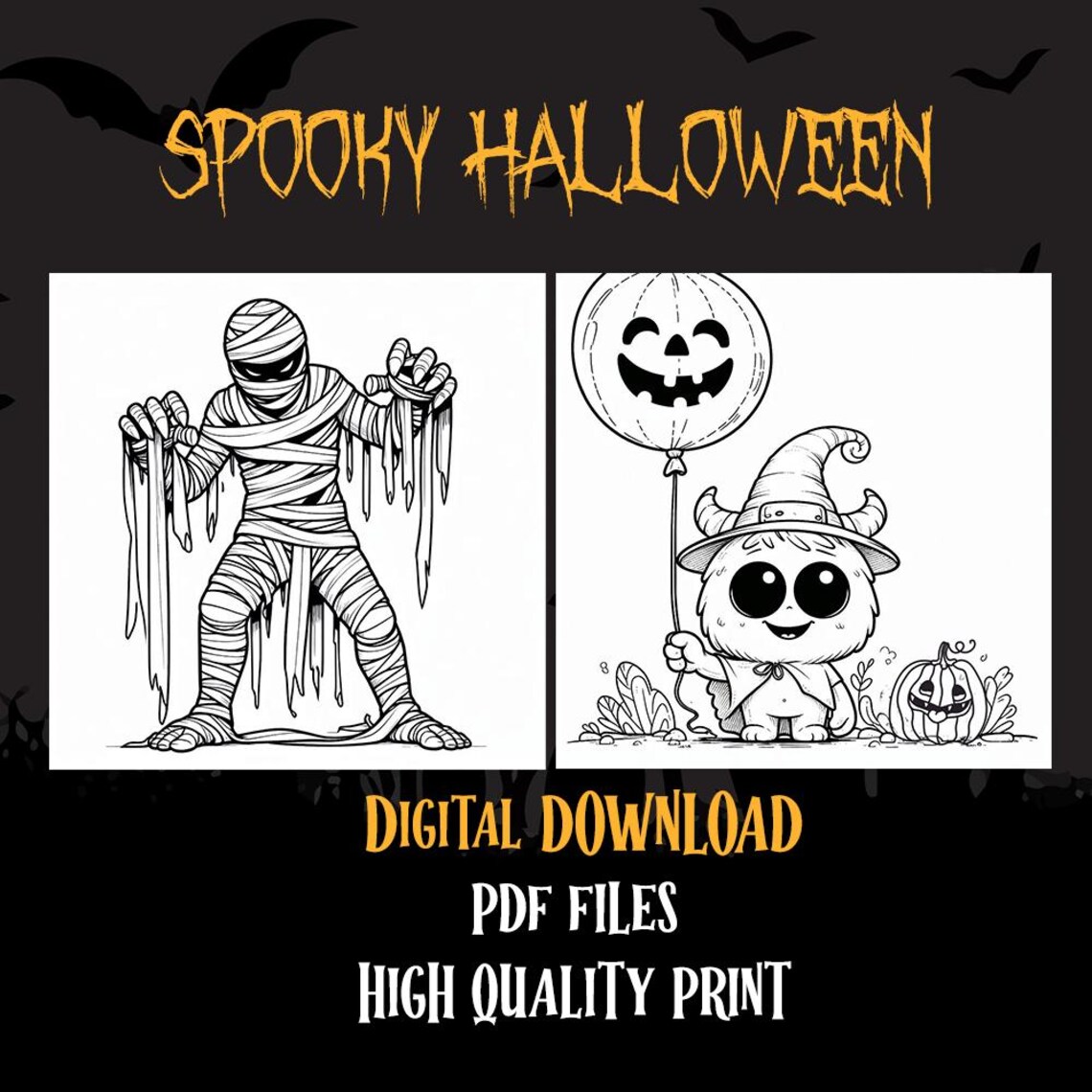Spooky Halloween Coloring Pages for Kids: Witches, Ghosts, Pumpkins ...