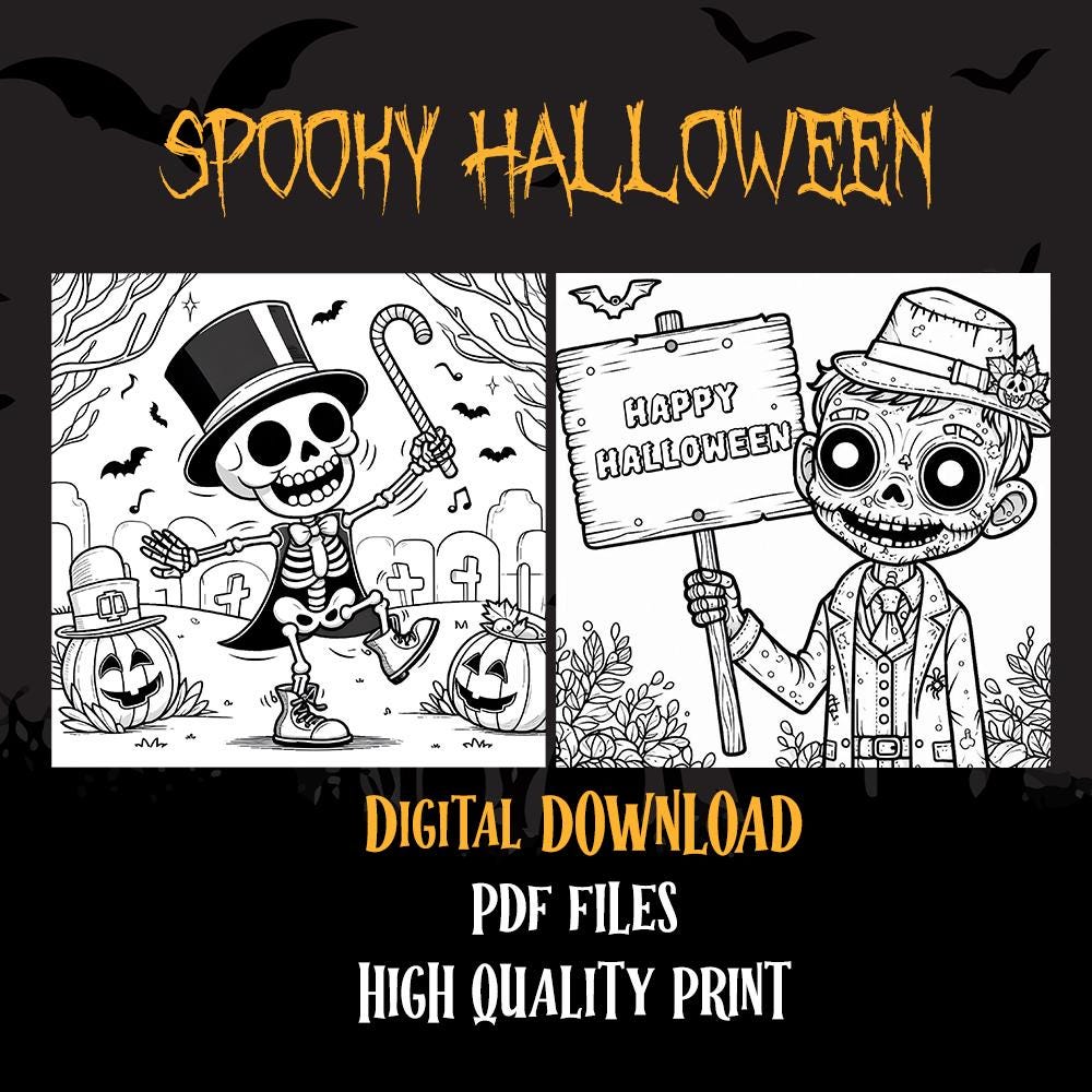 Spooky Halloween Coloring Pages for Kids: Witches, Ghosts, Pumpkins ...