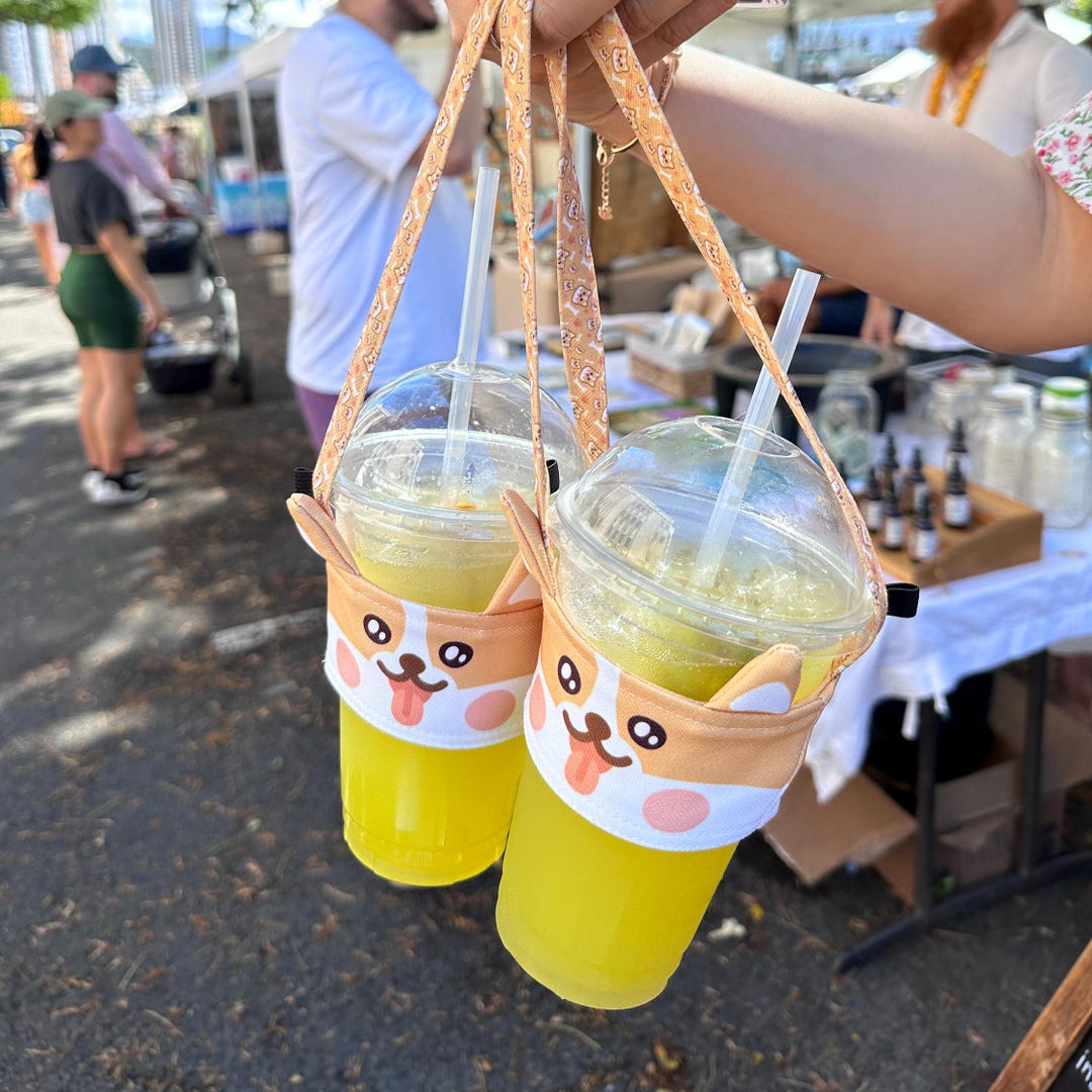 Corgi Boba Tea Holder With Strap: Kawaii Reusable Drink Carrier - Etsy