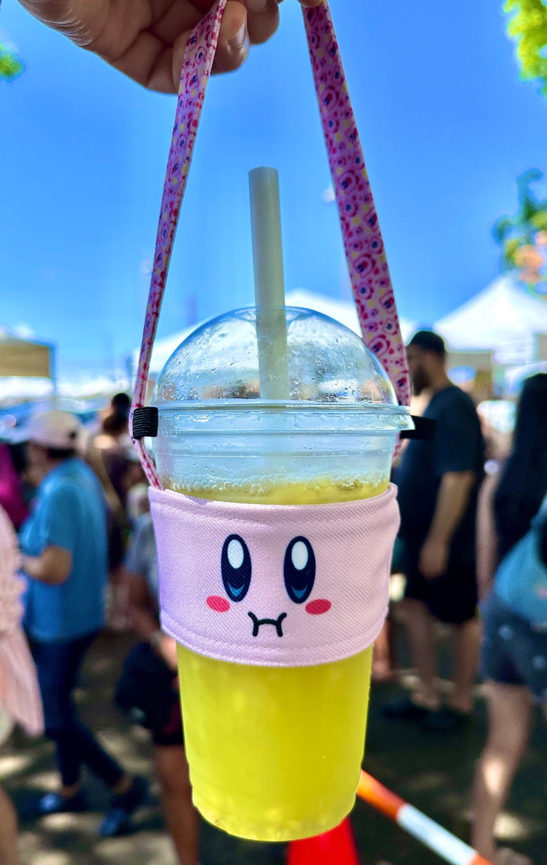 KIRBY Boba Tea Holder With Strap, Video Game Gamer Gift, Gaming Drink ...