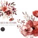 Red Floral Watercolor Clipart, Watercolor Bouquets Clipart, Autumn ...
