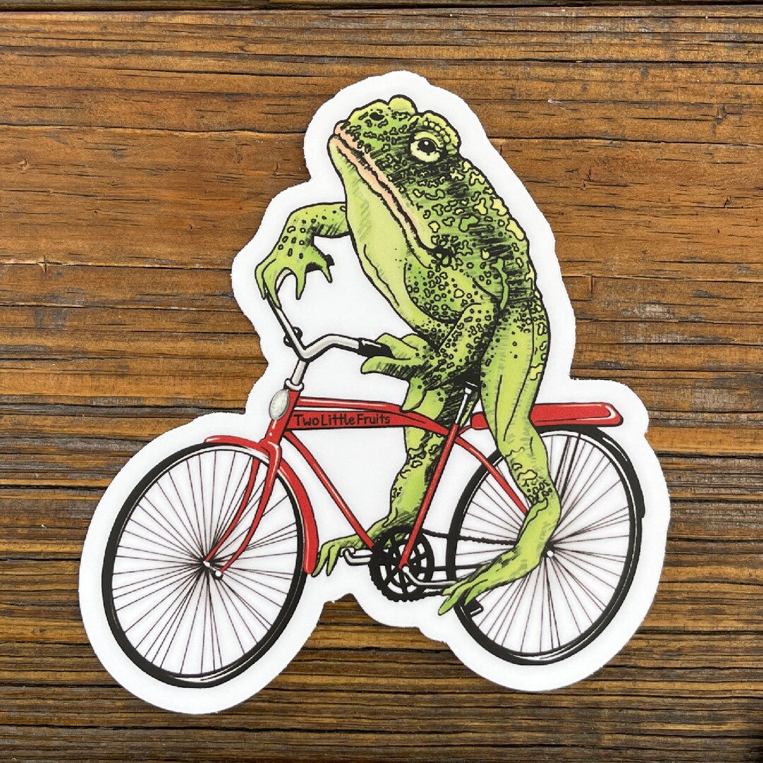 Frog on Bike Sticker – Waterproof Vinyl Toadster Decal - Etsy