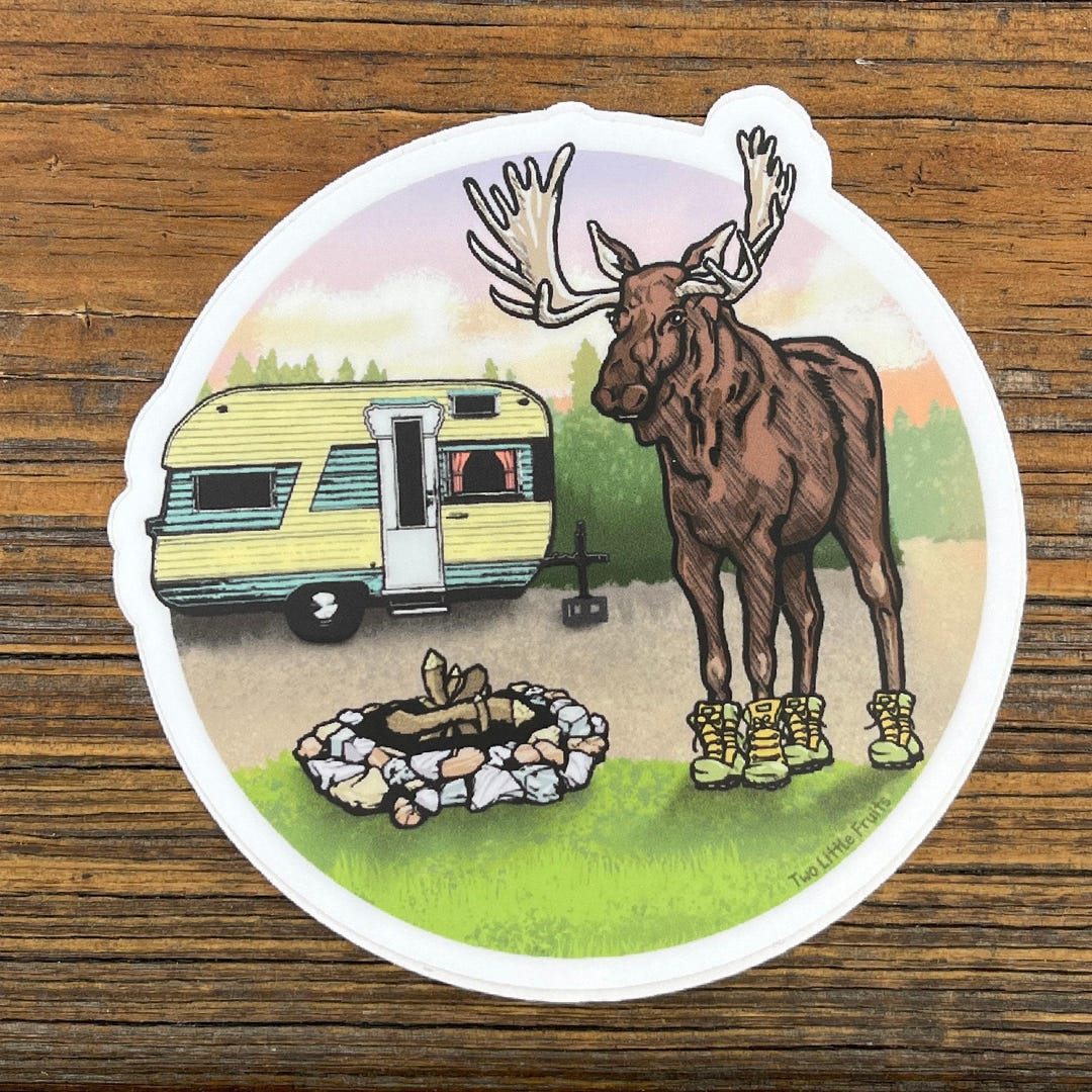 Funny Moose Camping Sticker - Durable Waterproof Vinyl - Etsy