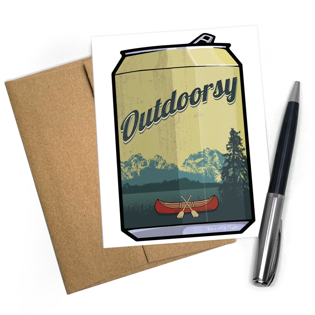 Outdoorsy Canoe Greeting Card – Mountain Lake A2 Blank Card for Nature ...