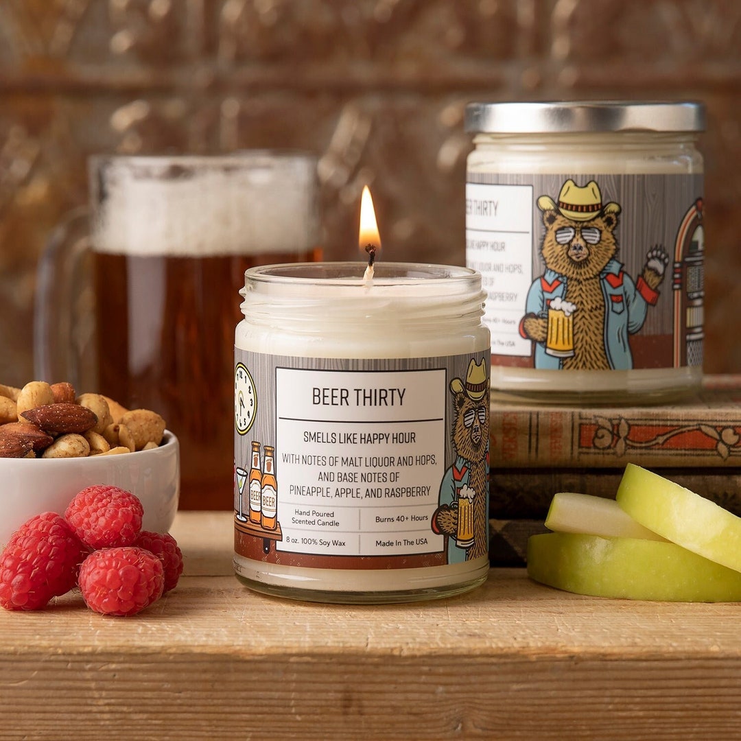 Beer Scented Candle 8oz Hand-poured Eco-friendly Soy Wax With Hops ...