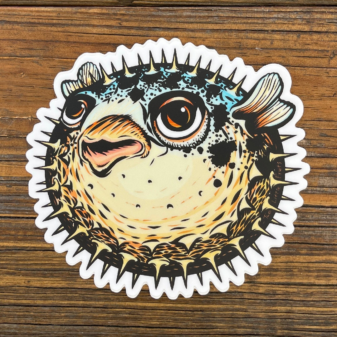 Puffy Blowfish Vinyl Sticker: Weatherproof Fish Decal - Etsy