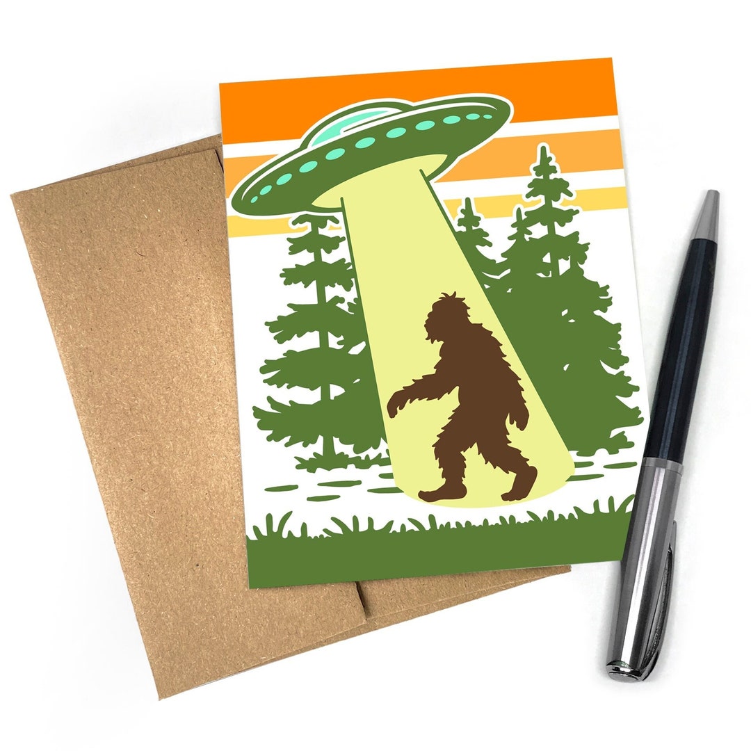 UFO Blank Greeting Card – Funny Alien Spaceship Card for Birthdays ...