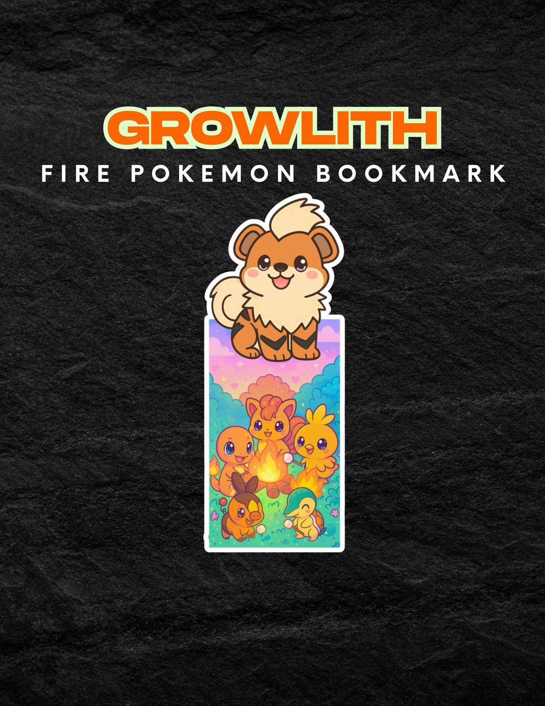 Growlithe & Fire-type Pokemon Friends Cutout Bookmark | Handmade Kawaii ...