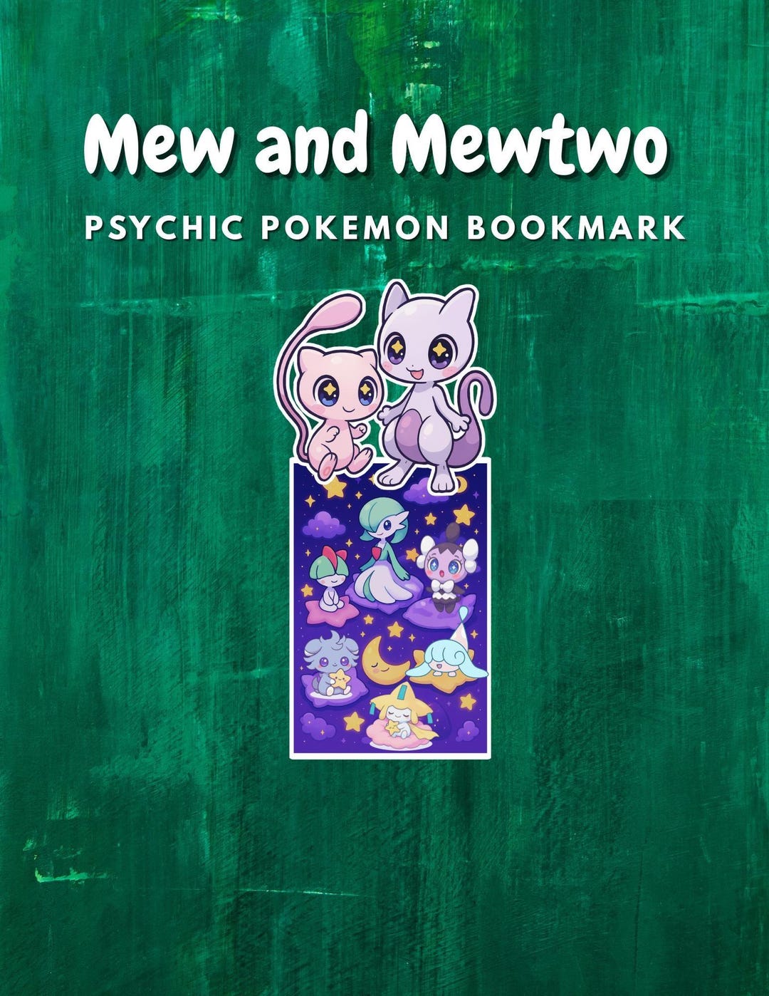 Mew & Mewtwo Psychic Pokémon Cutout Bookmark - Handmade Laminated ...