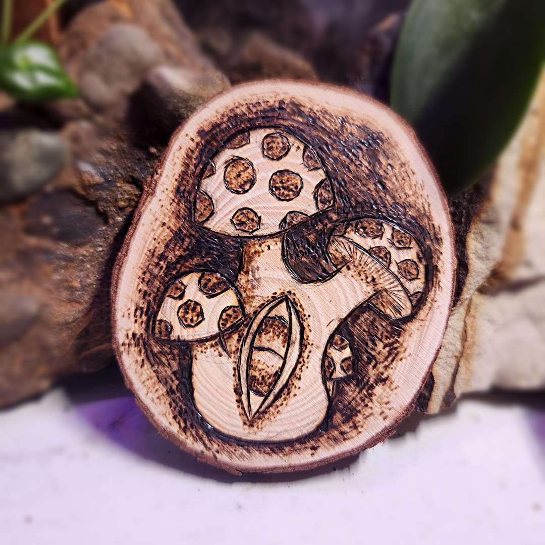 Mini Mushroom Monsters Pyrography - Collection 8 Blood Cap - Etsy