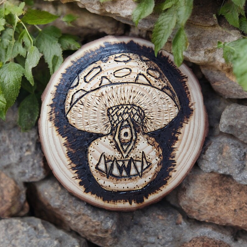 Mutant Mushroom Pyrography - Monster Mush - Etsy