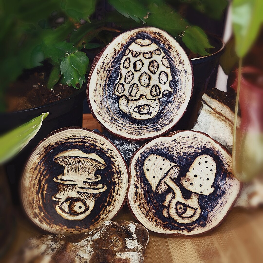 Mini Mushroom Monsters Spooky Pyrography Collection 4 - Etsy