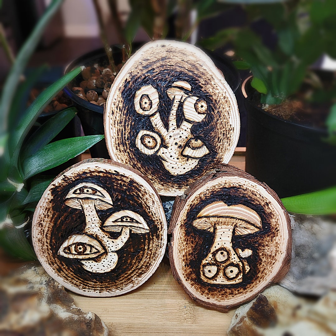 Mini Mushroom Monsters Spooky Pyrography Collection 6 - Etsy