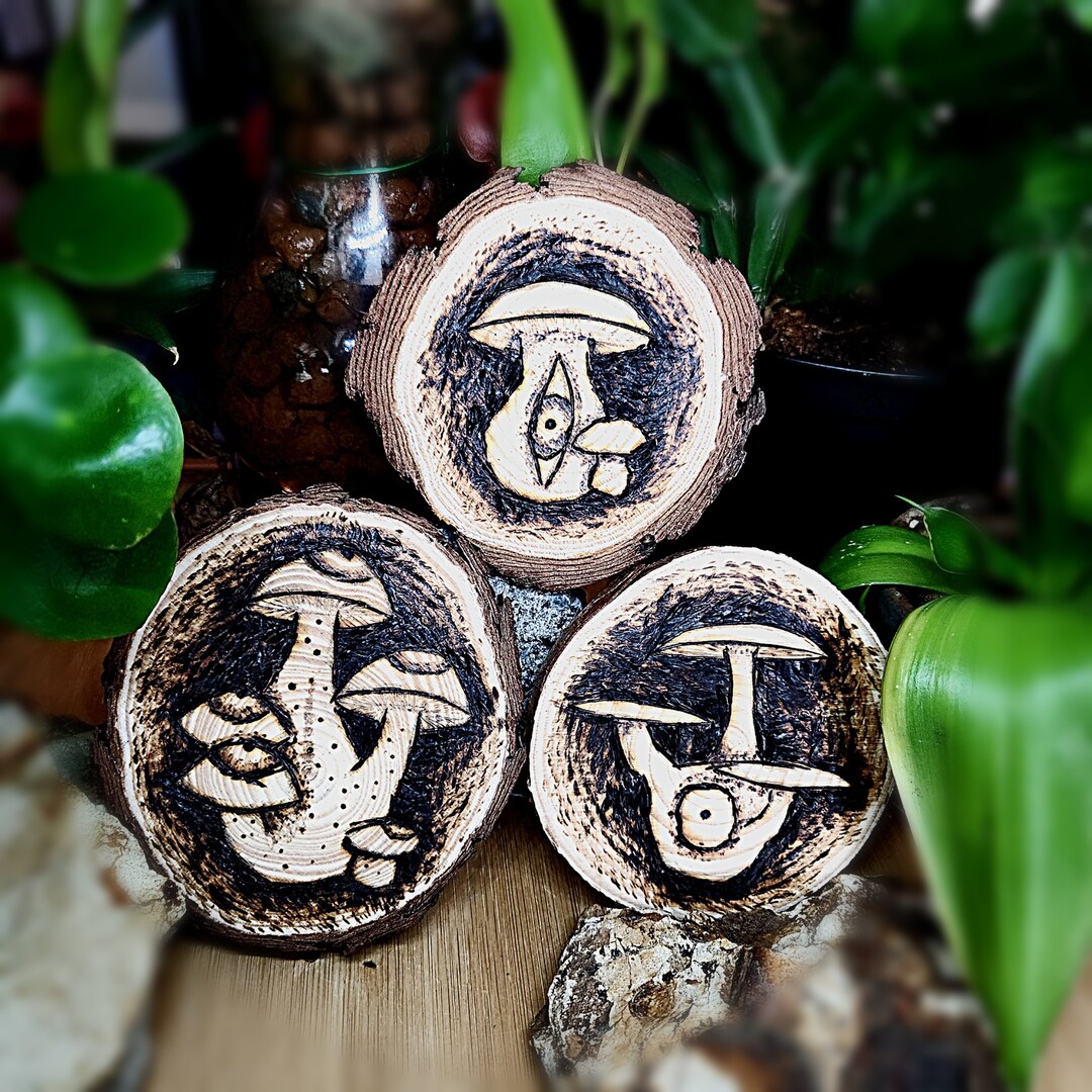 Mini Mushroom Monsters Spooky Pyrography Collection 7 - Etsy