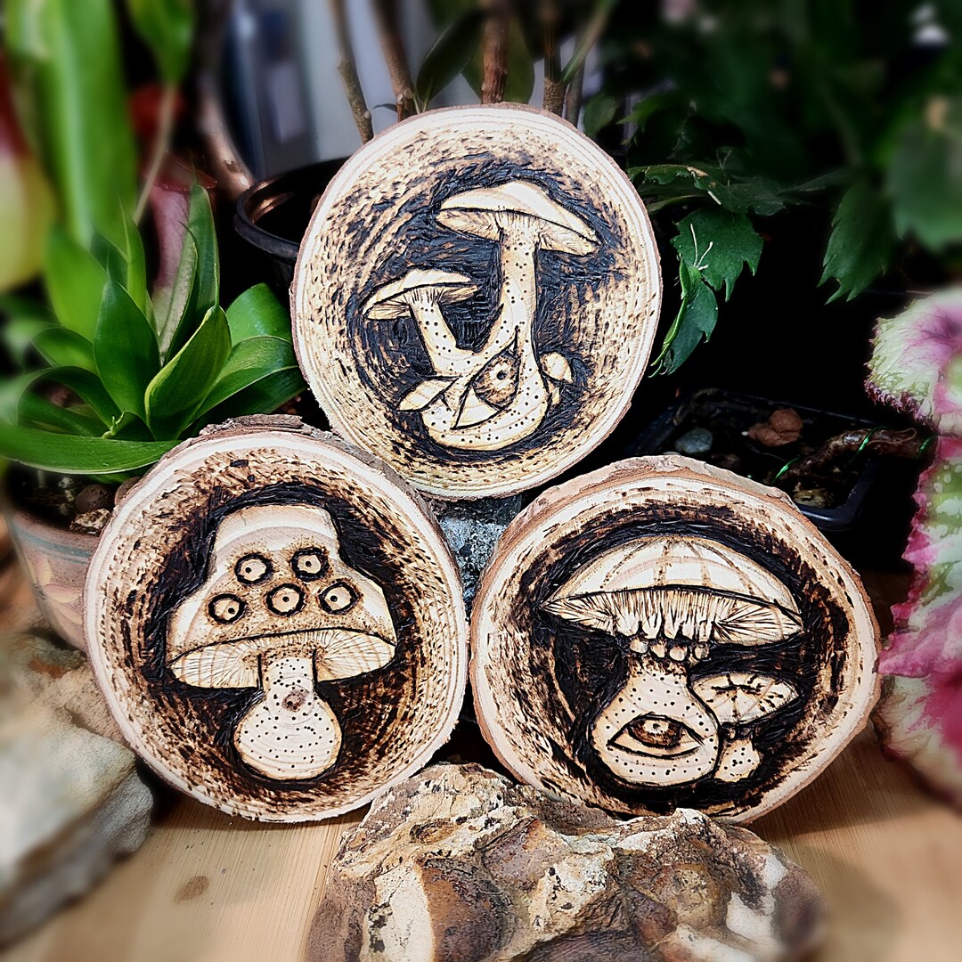 Mini Mushroom Monsters Spooky Pyrography Collection 5 - Etsy