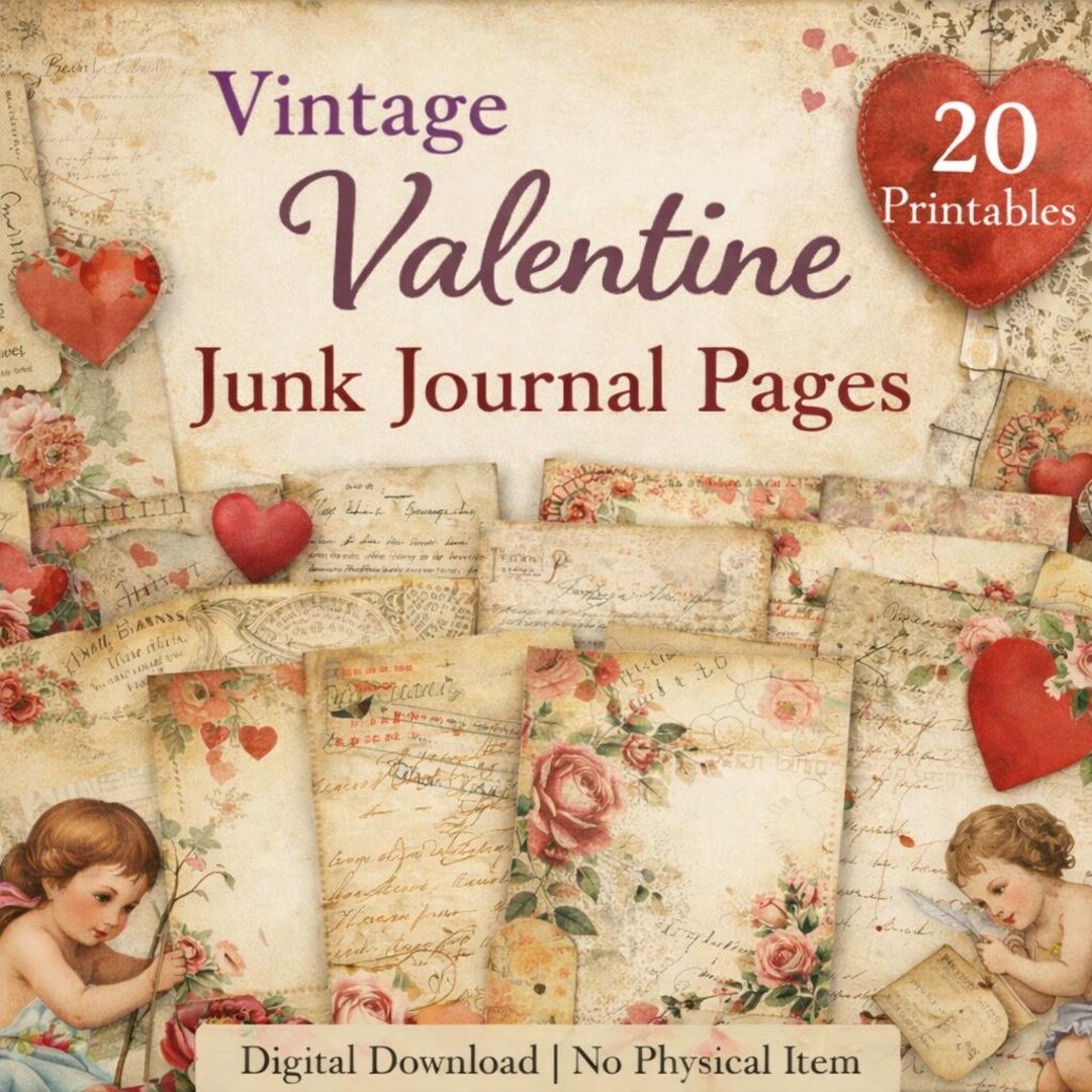 Vintage Valentine Junk Journal Pages – Romantic Floral & Lace Printable ...