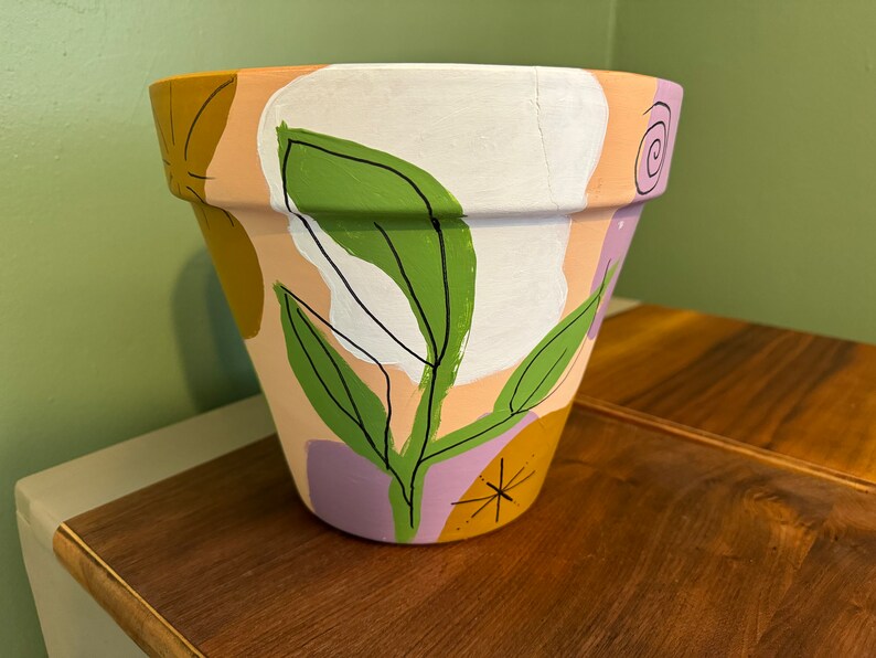 Large Hand Painted Flower Pot - Etsy