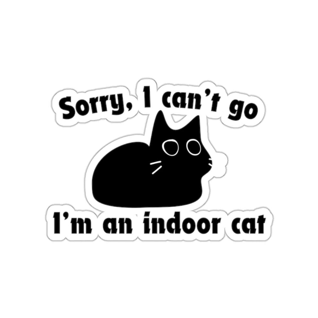 Sorry I Can't Go I'm an Indoor Cat, Vinyl Sticker, Funny Cat Meme ...