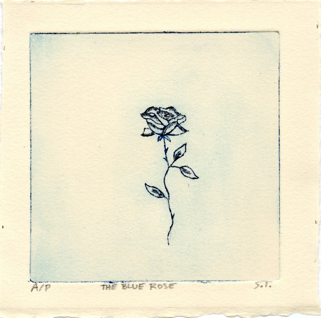 Intaglio Print: the Blue Rose | Copper Etching | Drypoint Etching ...