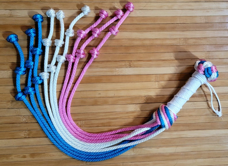 Trans Pride Shibari Cat O' Nine Tails Flogger Hand Made Nylon Rope ...