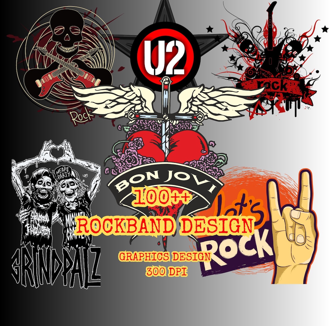 Rock Band Graphics Bundle: 100+ PNG Designs for Print (digital Download ...