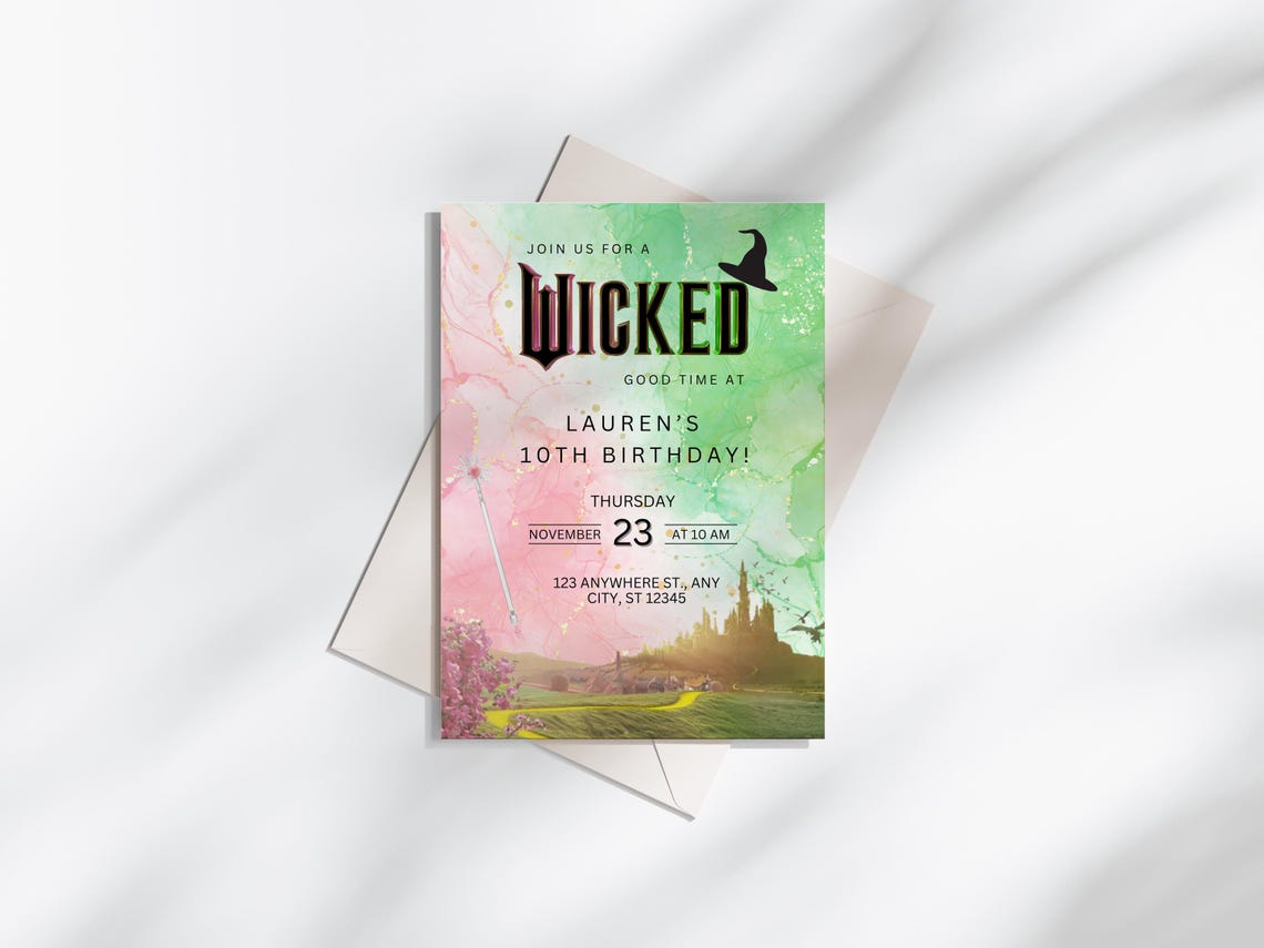 Editable Wicked Invitation, Wicked Birthday Editable Invitation ...