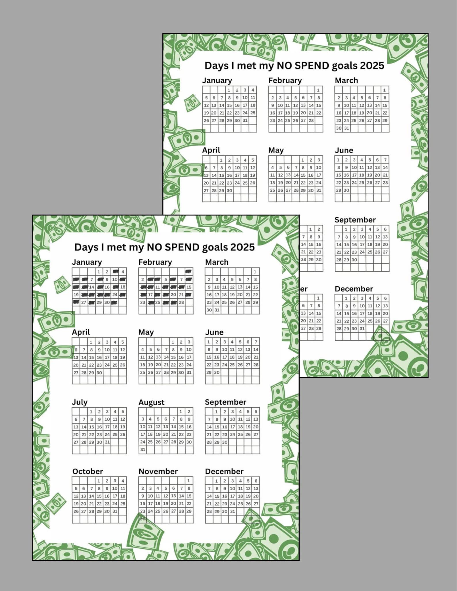 No Spend Printable Calendar, Non Essential Expenses, New Years ...