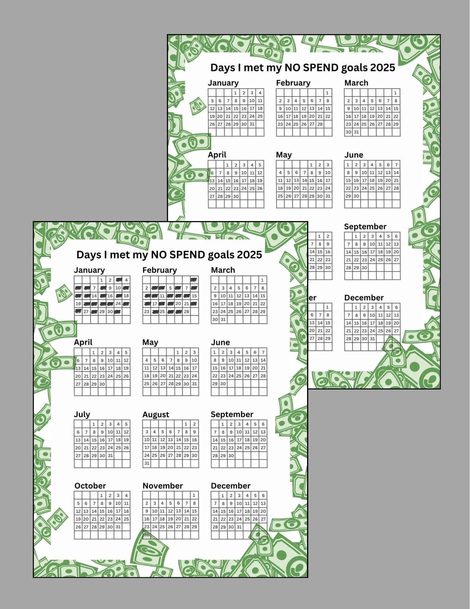 No Spend Printable Calendar, Non Essential Expenses, New Years ...