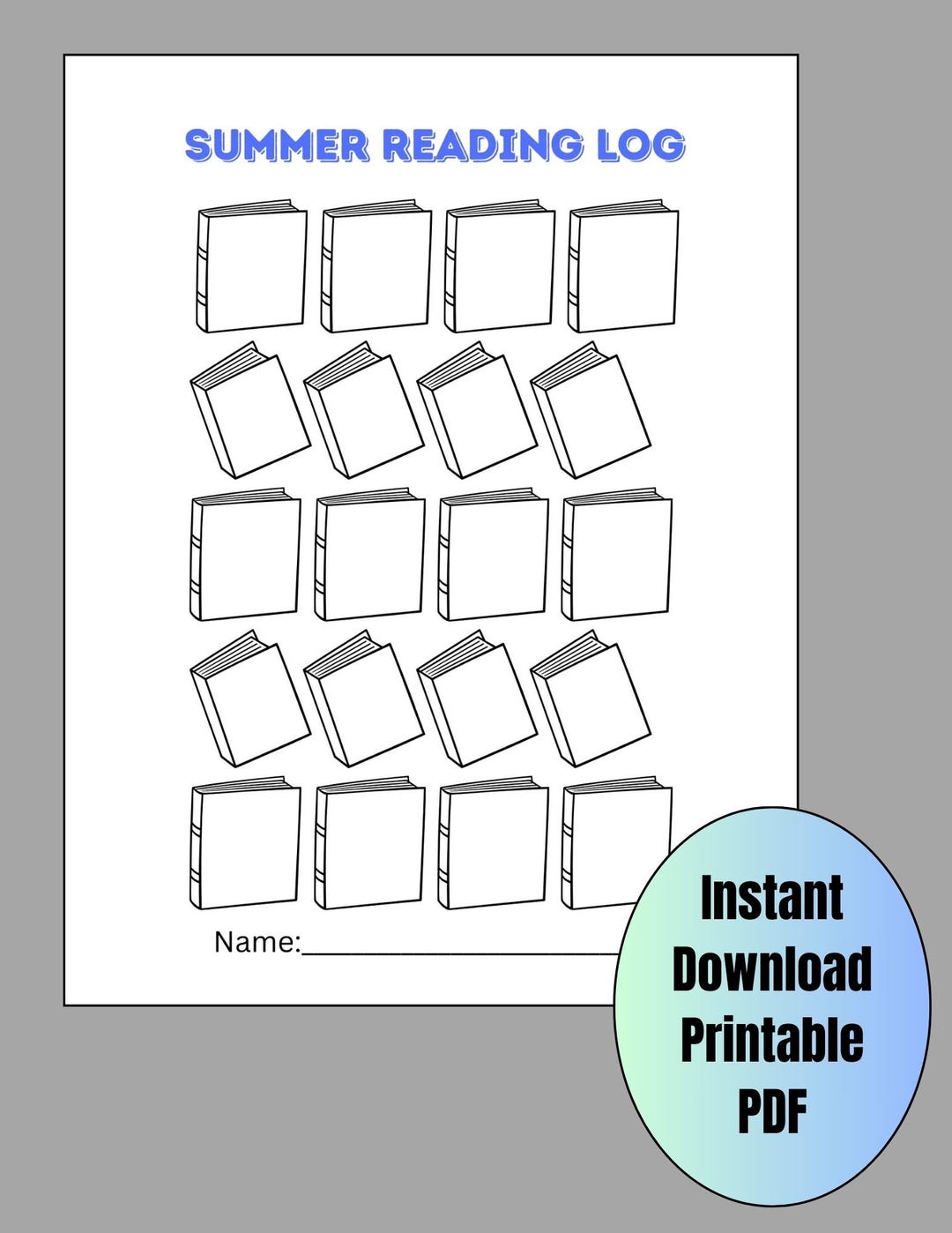 Summer Reading Log, Kids Summer Reading Tracker, Instant Download ...