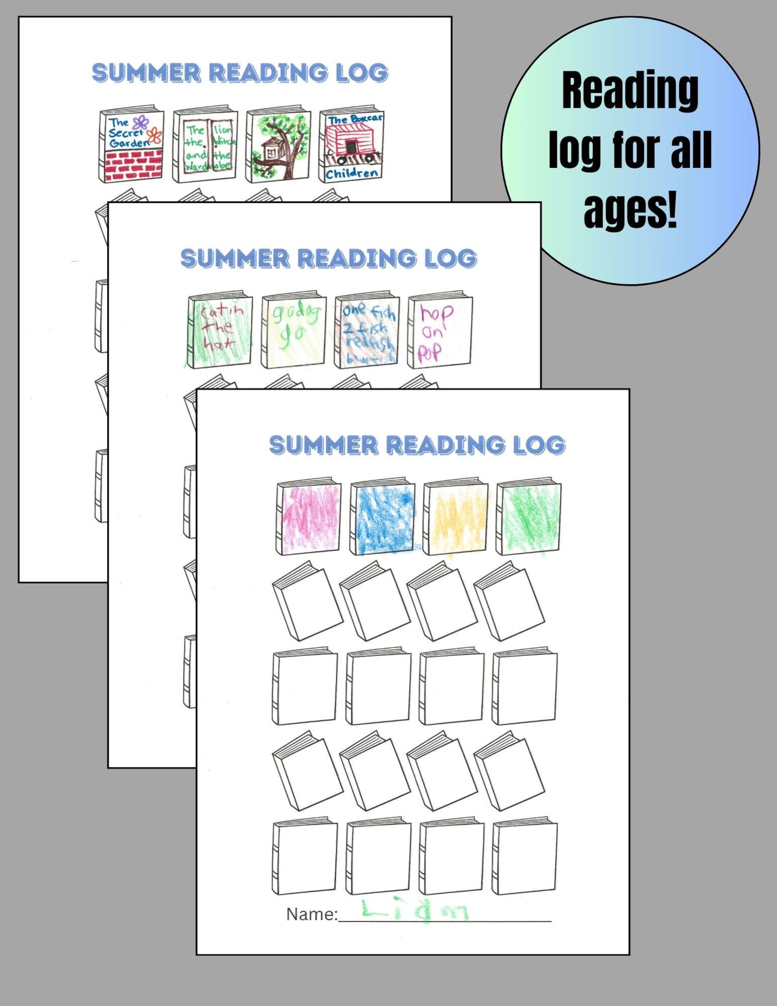 Summer Reading Log, Kids Summer Reading Tracker, Instant Download ...